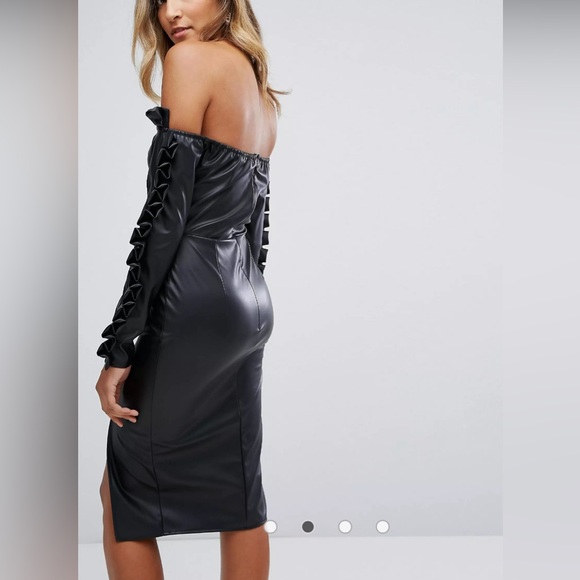 Missguided | Dresses | Nwt Misguided Faux Leather Pencil Offshoulder ...
